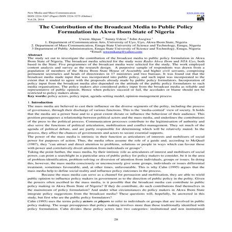 The contribution of the broadcast media to public policy | PDF