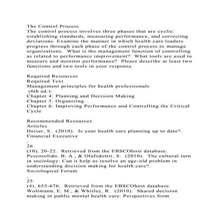 The Control ProcessThe control process involves three phases that .docx