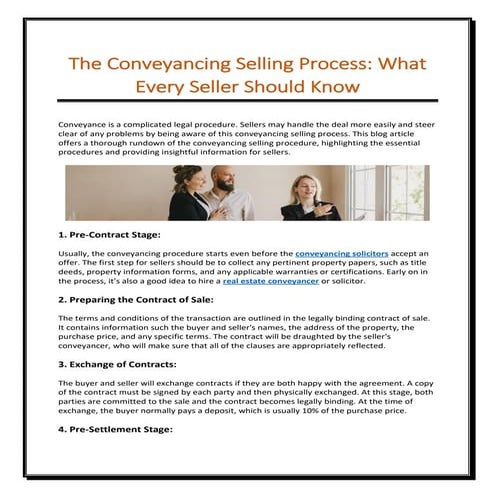 The Conveyancing Selling Process What Every Seller Should Know | PDF