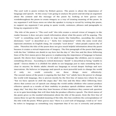 The cool web is poem written by robert graves | DOCX
