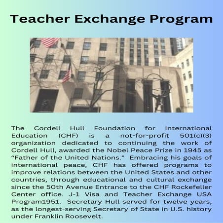 Cordellhull Foundation Exchange Teacher Visa Program | PDF