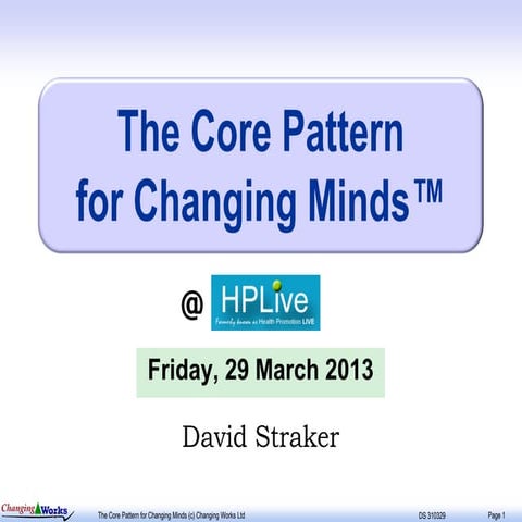 The Core Pattern of Changing Minds with David Straker | PDF