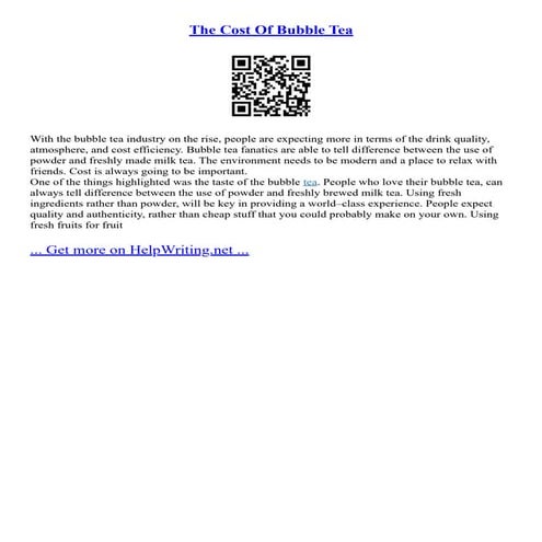 The Cost Of Bubble Tea | PDF