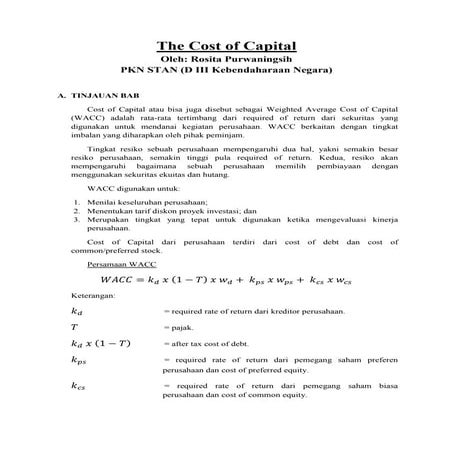 The Cost of Capital/abshor.marantika/Rosita Purwaningsih/3-04 | PDF