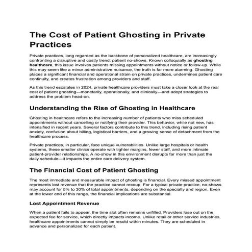 The Cost of Patient Ghosting in Private Practices | PDF