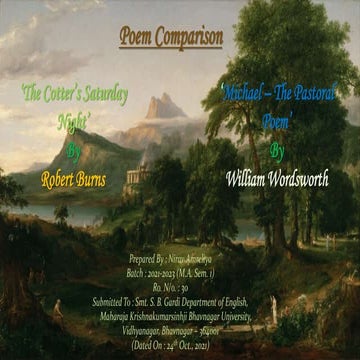 'The Cotter's Saturday Night' and 'Michael - A Pastoral Poem ...