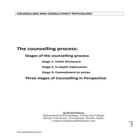 The counselling process - Stages of the counselling | PDF