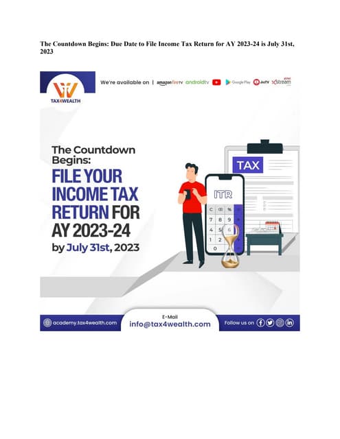 Income Tax Calendar: Important Dates for F.Y. 2024-2025 | PDF