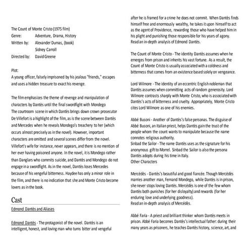 Count Of Monte Cristo Essay