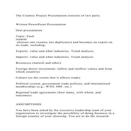The Country Project Presentation consists of two partsWritten.docx