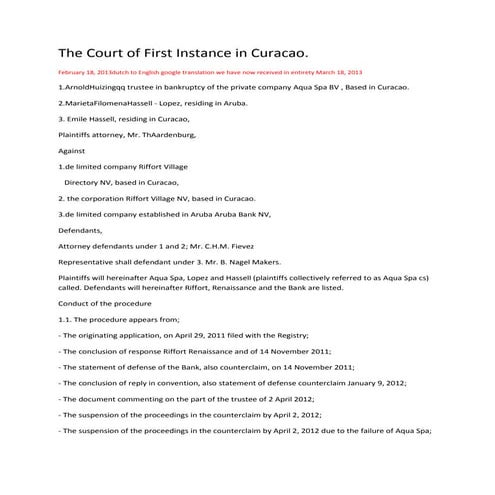 The court of first instance in curacao | PDF