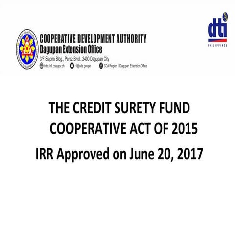 The Credit Surety Fund Cooperative Act of 2015 | PPT