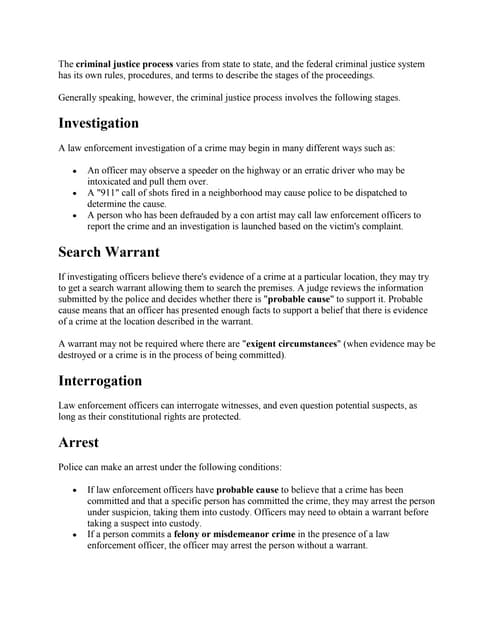 8 Main Stages Of Criminal Trial | PPTX | Law