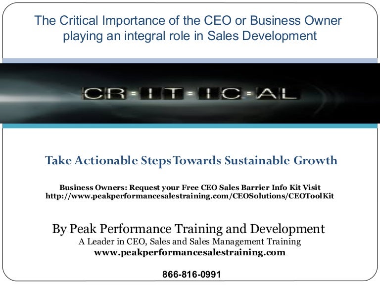 The Critical Importance Of The Ceo Playing A Role In Business Develop…