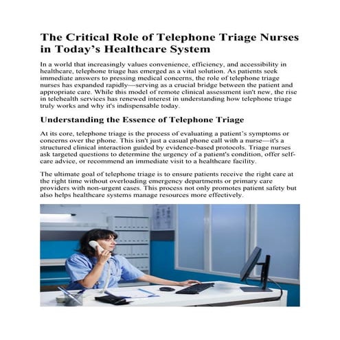 The Critical Role of Telephone Triage Nurses in Today.docx