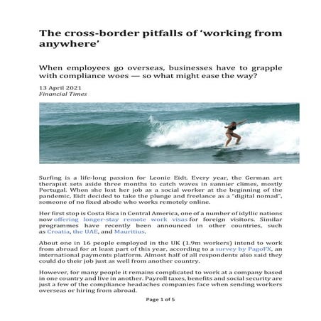 The cross-border pitfalls of "working from anywhere" | PDF