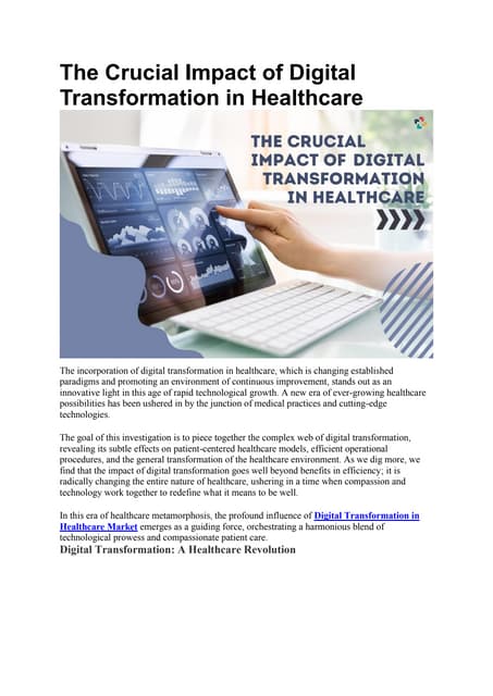 Digital transformation in healthcare: What you need to know | PDF | Internet | Computing