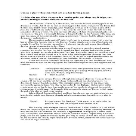 The Crucible - Higher English - Key Scene Essay | DOC