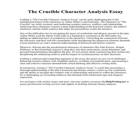 The Crucible Character Analysis Essay | PDF | Screenwriting | Content ...