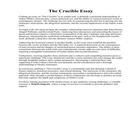 The Crucible Essay | PDF | Skin and Dermatology | Diseases and Conditions