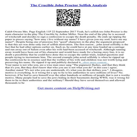The Crucible John Proctor Essay | PDF