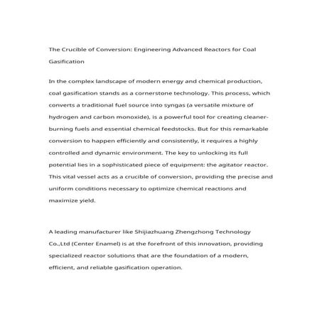 The Crucible of Conversion Engineering Advanced Reactors for Coal ...