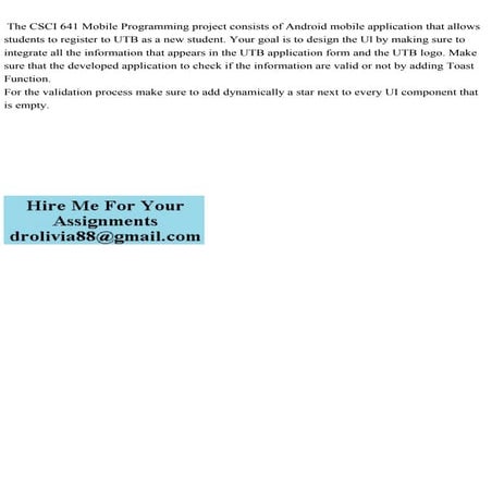 The CSCI 641 Mobile Programming project consists of Android mobile .pdf