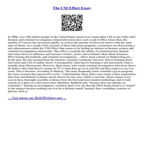 The CSI Effect Essay | PDF