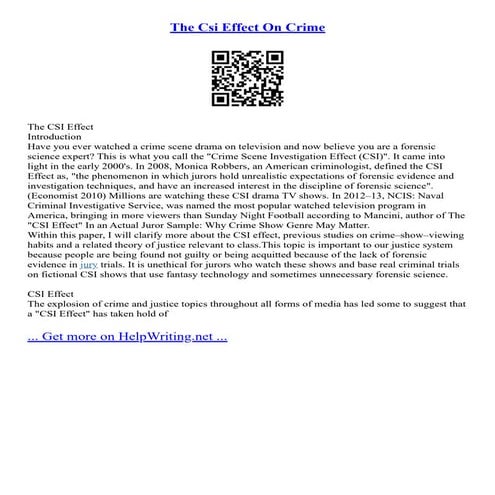 The Csi Effect On Crime | PDF