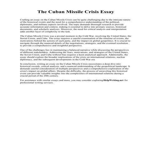 The Cuban Missile Crisis Essay. America Evangelical University | PDF