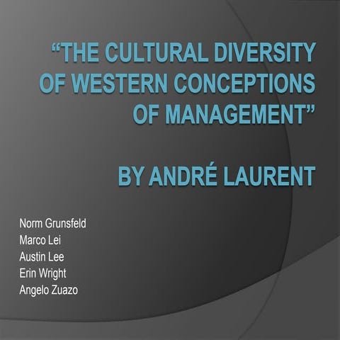 The Cultural Diversity Of Western Conceptions Of Management 1 | PPTX