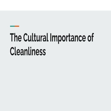 The Cultural Importance of Cleanliness | PDF