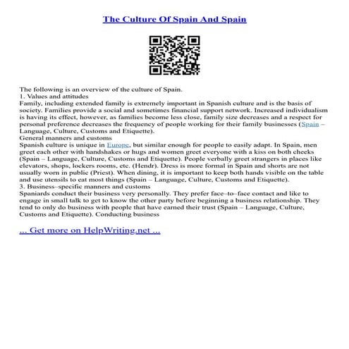 The Culture Of Spain And Spain | PDF