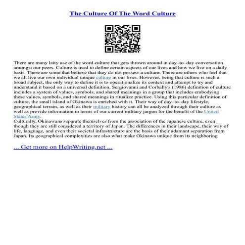 The Culture Of The Word Culture | PDF