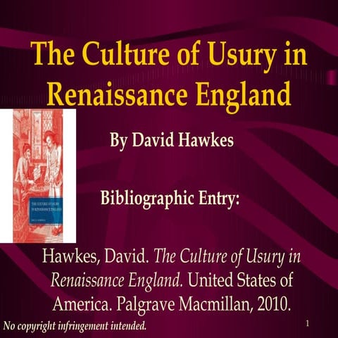 The Culture of Usury in Renaissance England | PPT