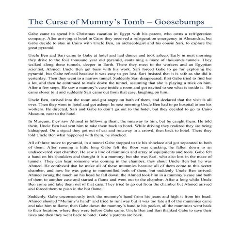 The curse of mummy’s tomb – Goosebumps | DOCX
