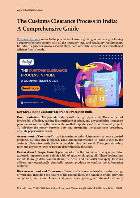 The Customs Clearance Process in India: A Comprehensive Guide | PPTX | Logistics | Business