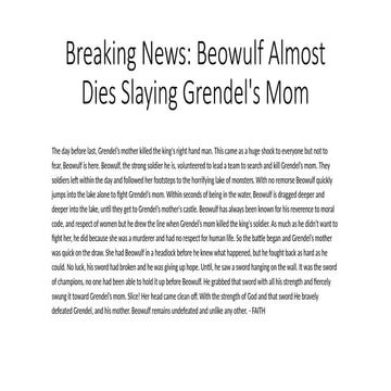 The Daily Geat: a newspaper project on Beowulf.pptx