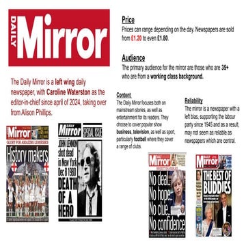Analysis of British tabloid - Daily Mirror | PPT