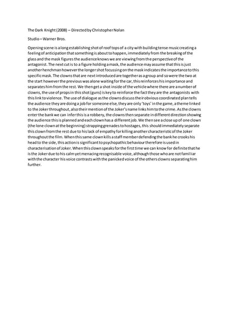 The dark knight rises opening scene analysis | DOCX