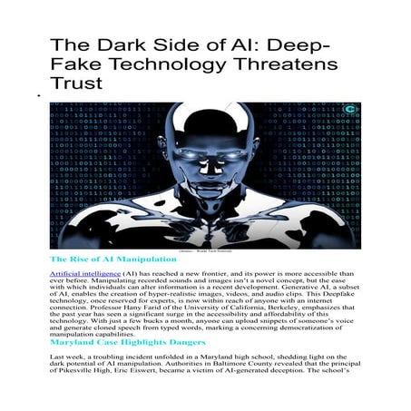 The Dark Side of AI: Deepfake Technology Threatens Trust | CyberPro ...