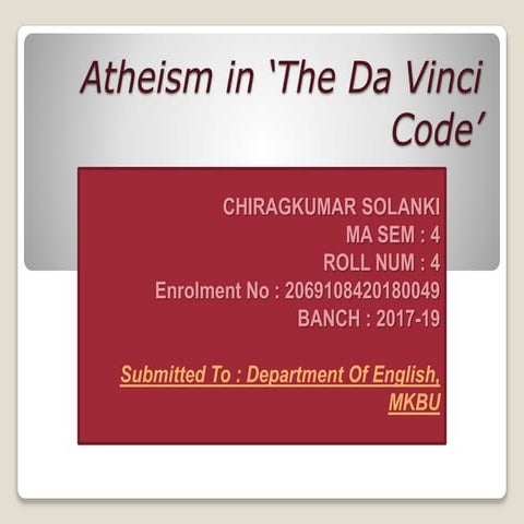 Religious controversy in The Da Vinci Code and The Satanic Verses | PPTX
