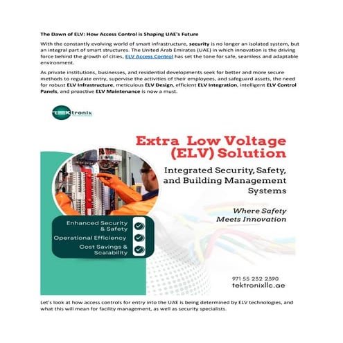 Understanding ELV System Installation: Enhancing Safety And Efficiency ...