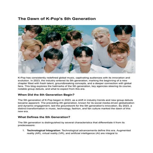 Ushering in the 5th Generation of K-Pop: A New Era of Innovation and ...