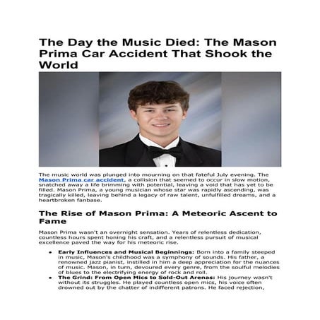The Day the Music Died_ The Mason Prima Car Accident That Shook the ...