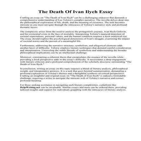 The Death Of Ivan Ilych Essay | PDF | Movies | Entertainment