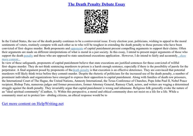 Thesis Statement For Death Penalty | PDF