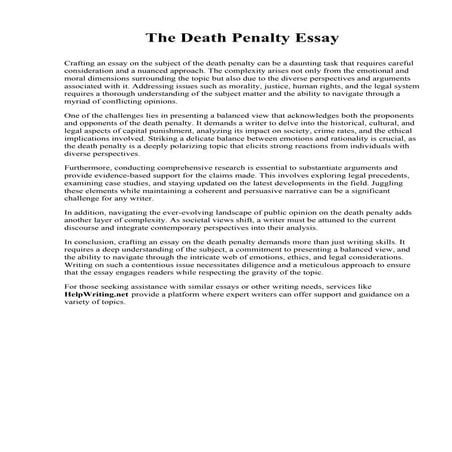 The Death Penalty Essay. Carteret Community College | PDF | Homework ...