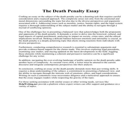 The Death Penalty Essay. Essay About Death Penalty English | PDF
