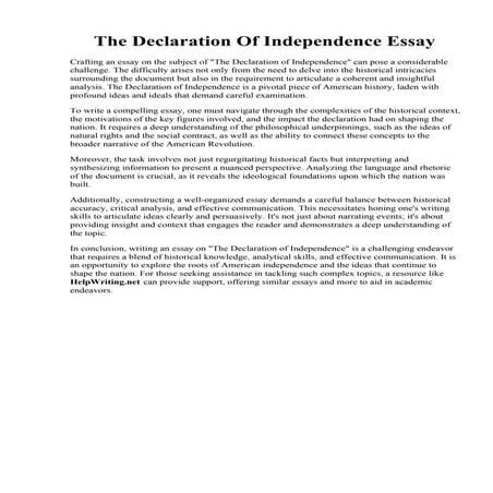 The Declaration Of Independence Essay | PDF